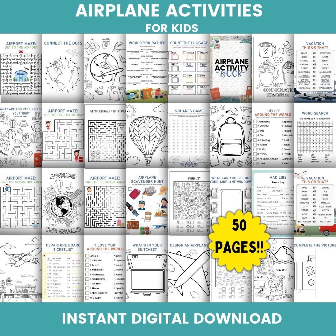 Airplane Activity Bundle Printable Airplane Kids Activities Plane ...