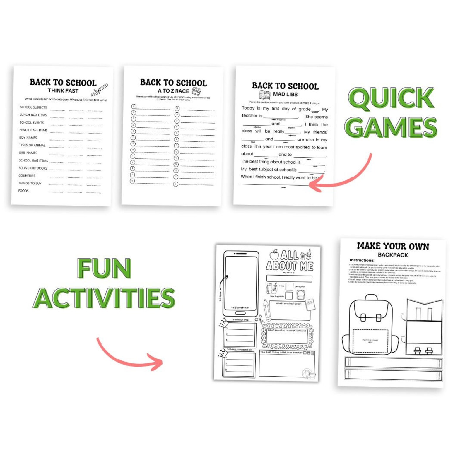 Back to School Games Bundle Printable First Day of School Icebreakers ...