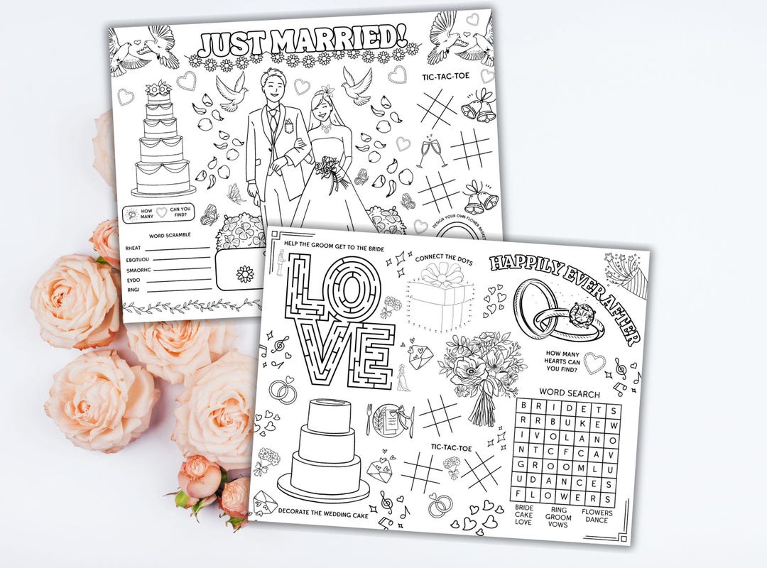 Wedding Activity Placemat Wedding Activity for Kids Wedding Coloring ...