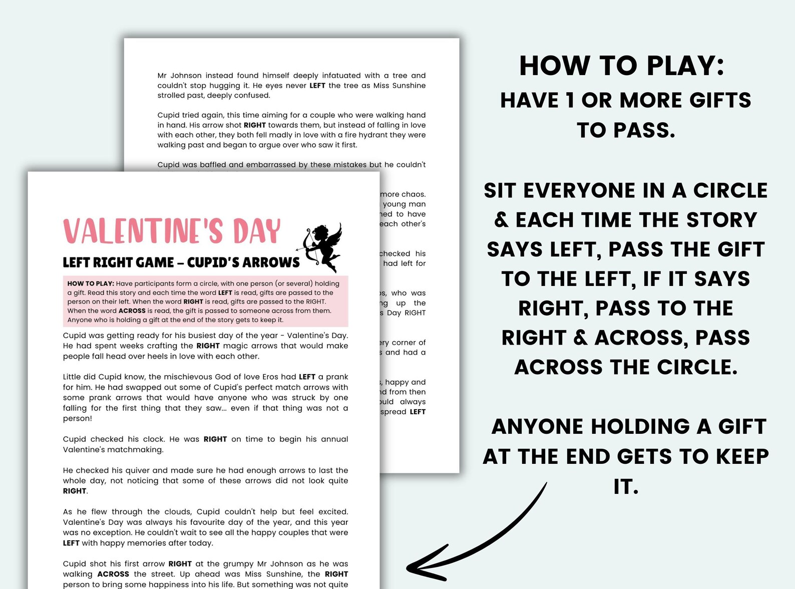 Valentine's Left Right Game Printable Left Right Game Valentines Day ...