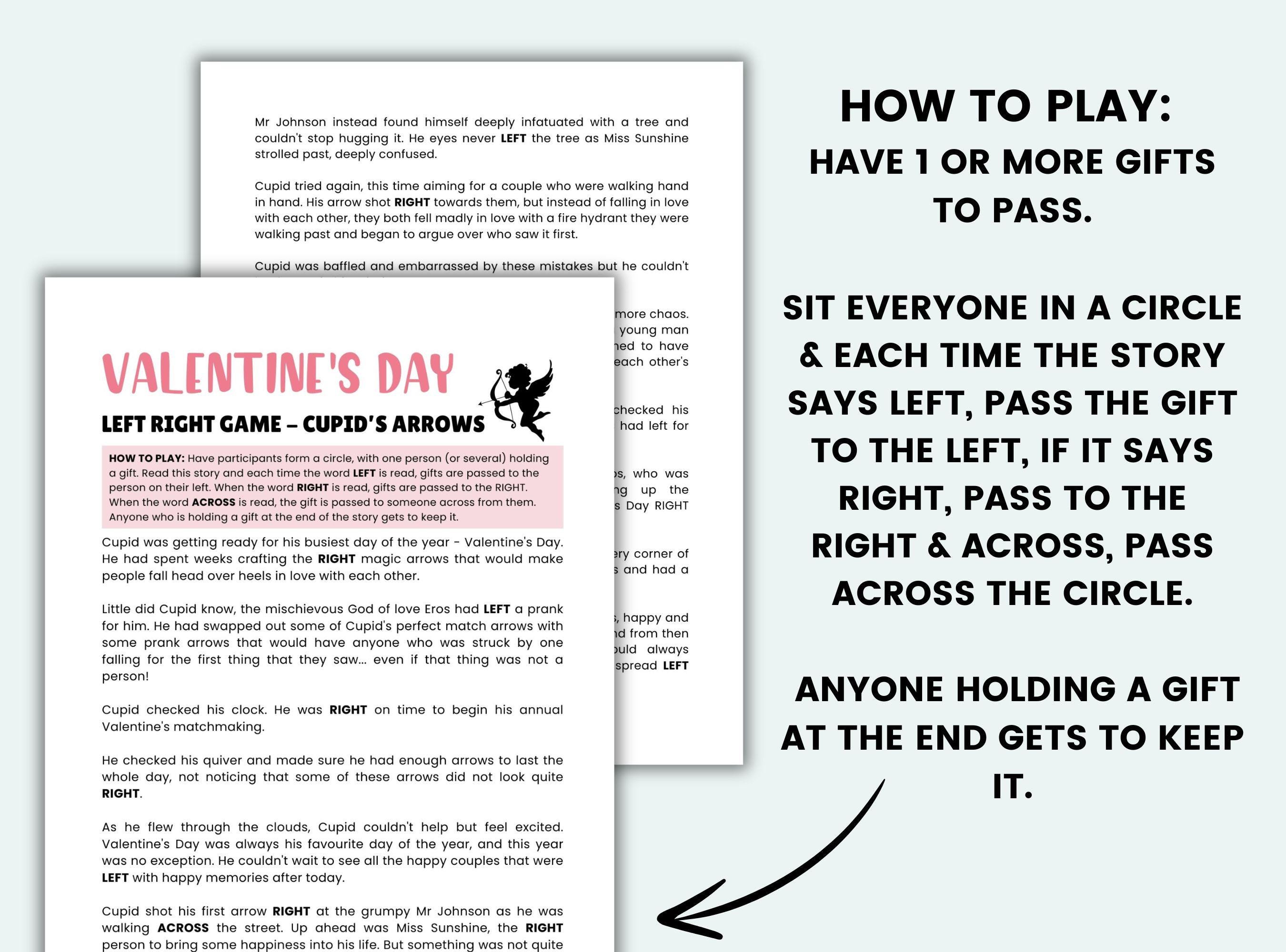 Valentine's Left Right Game Printable Left Right Game Valentines Day ...