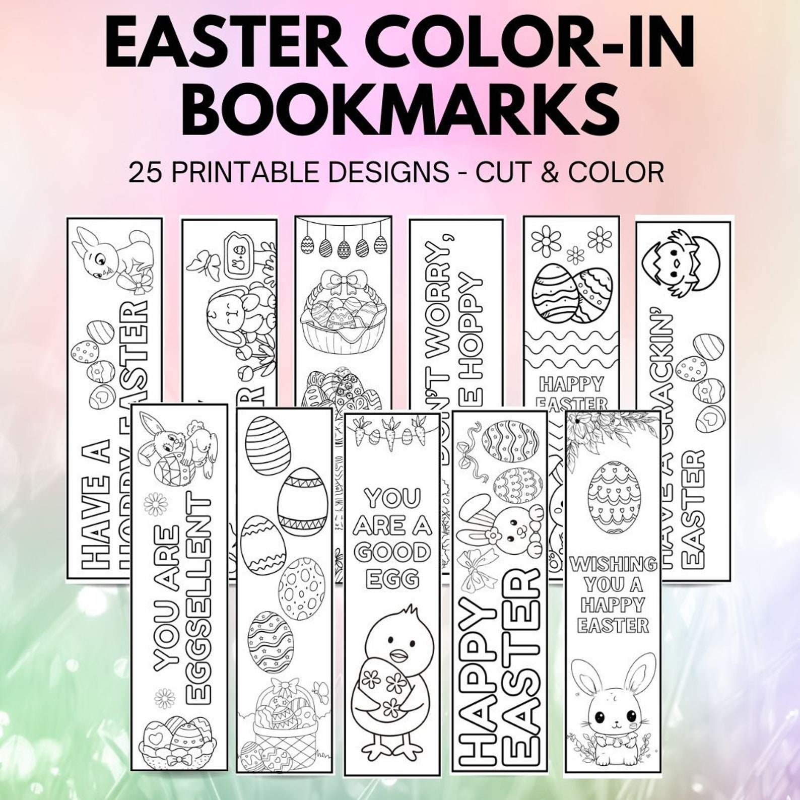 Easter Coloring Bookmarks Printable Easter Bookmarks for Kids Easter ...