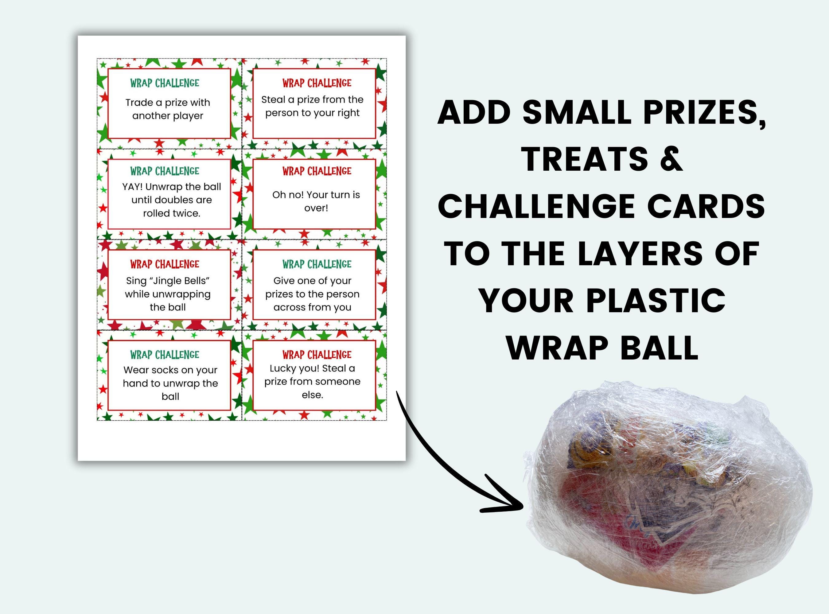 Saran Wrap Game Printable Plastic Wrap Ball Cards Christmas Saran Wrap ...