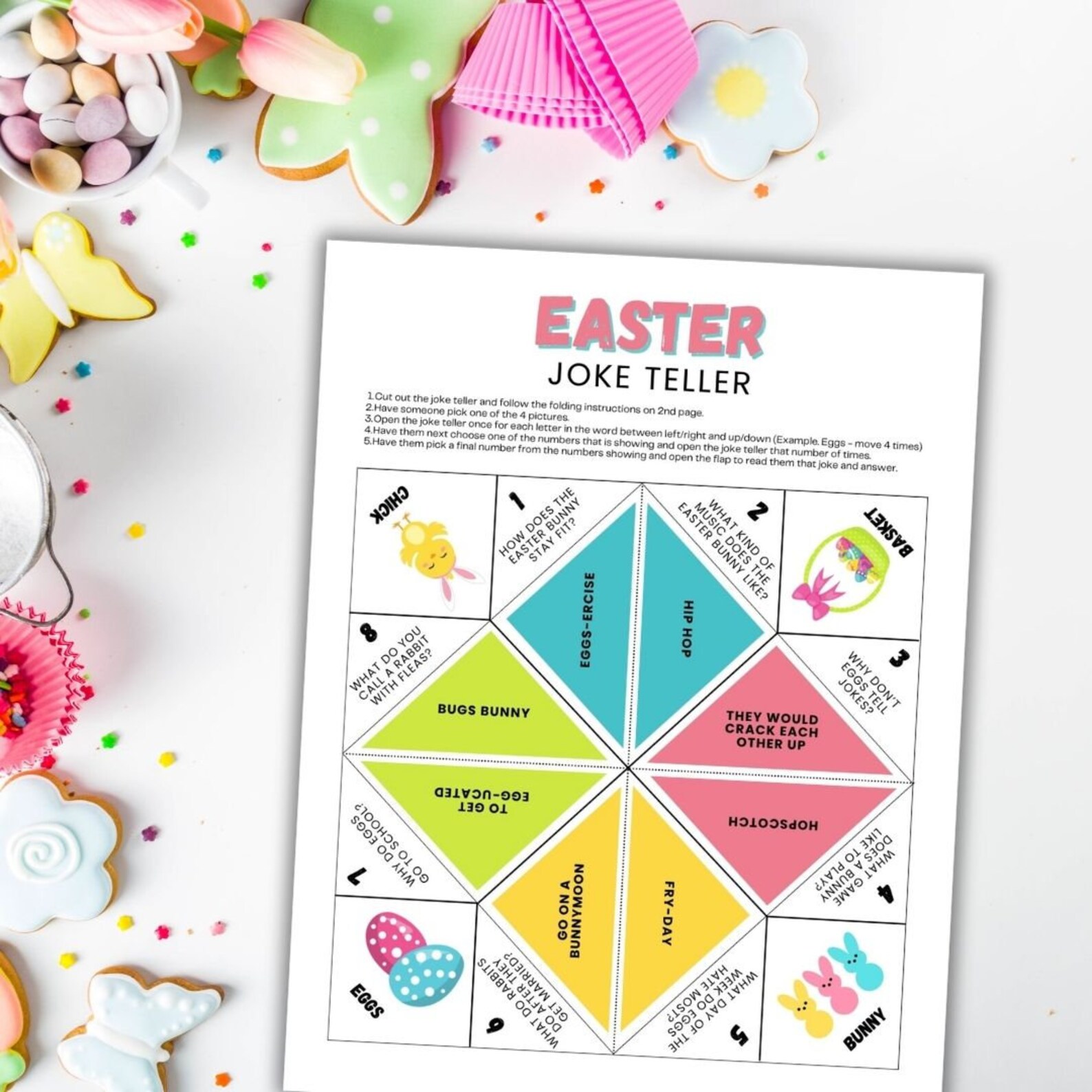 Easter Joke Teller Printable Easter Cootie Catcher Easter Fortune ...