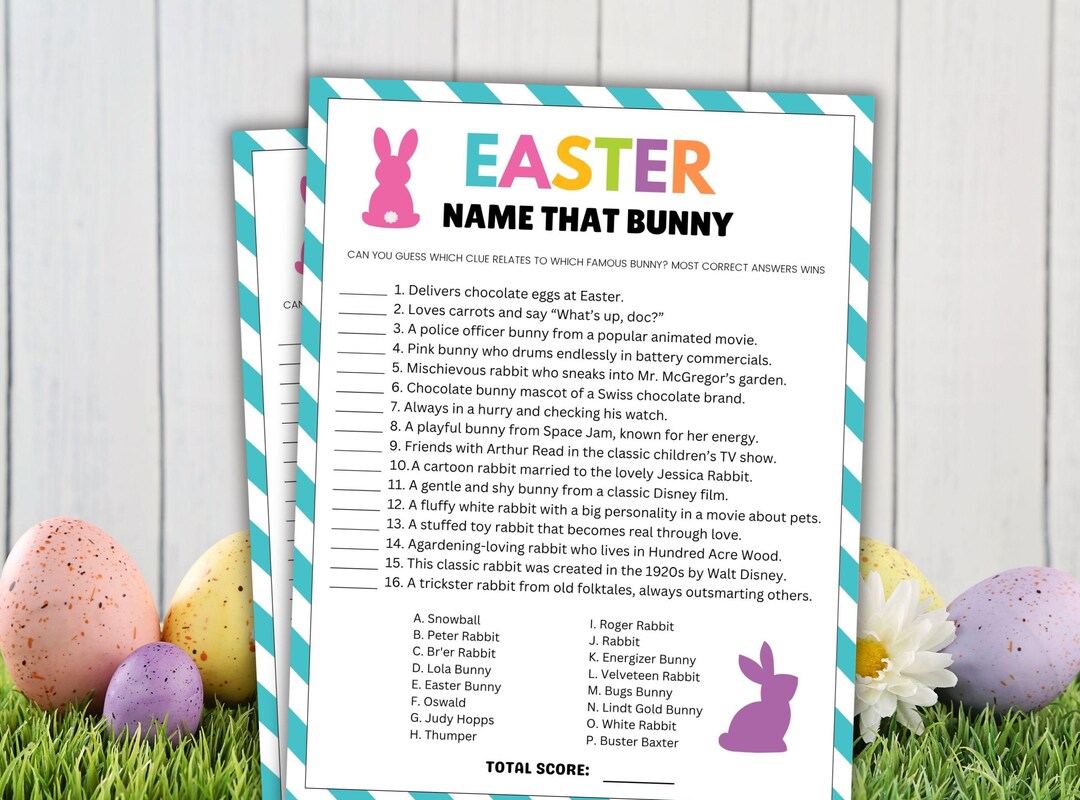Easter Name That Rabbit Game Name That Bunny Easter Game for Kids ...