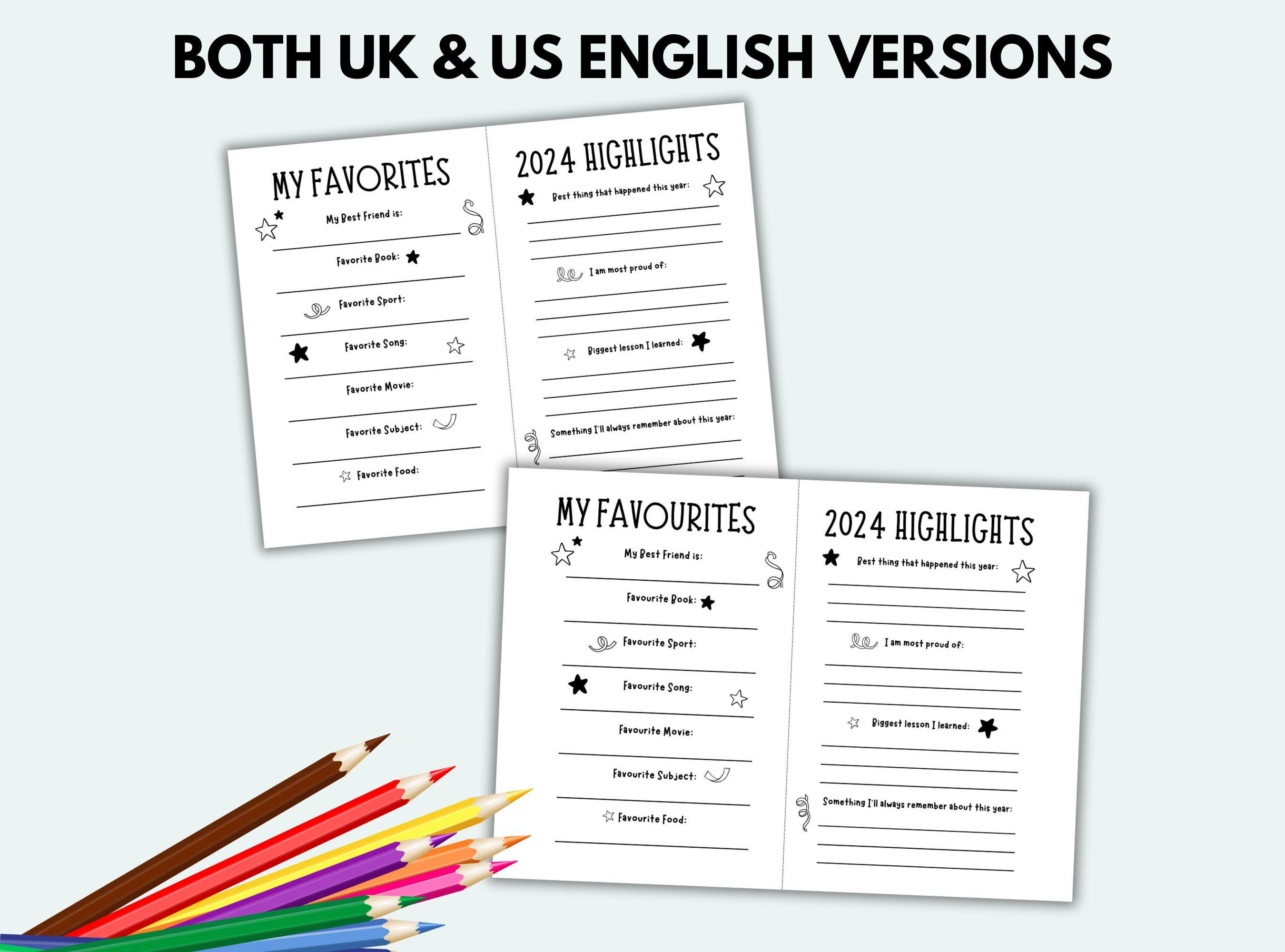 My Year in Review Activity Printable New Years Activities Kids Year in ...