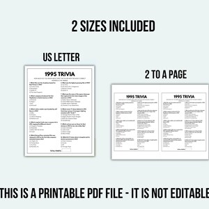 1995 Trivia Game Printable 30th Birthday Games Born in 1995 Game ...