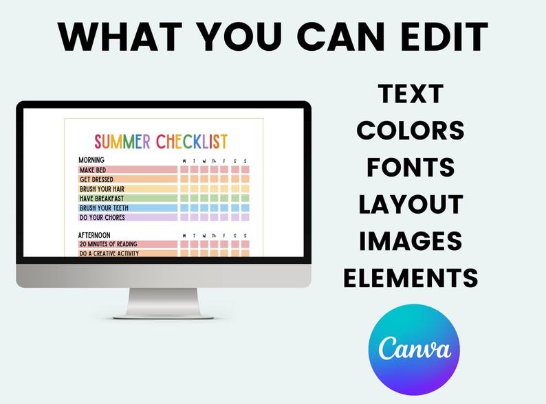Kids Summer Schedule Summer Checklist Daily Summer Routine Canva ...