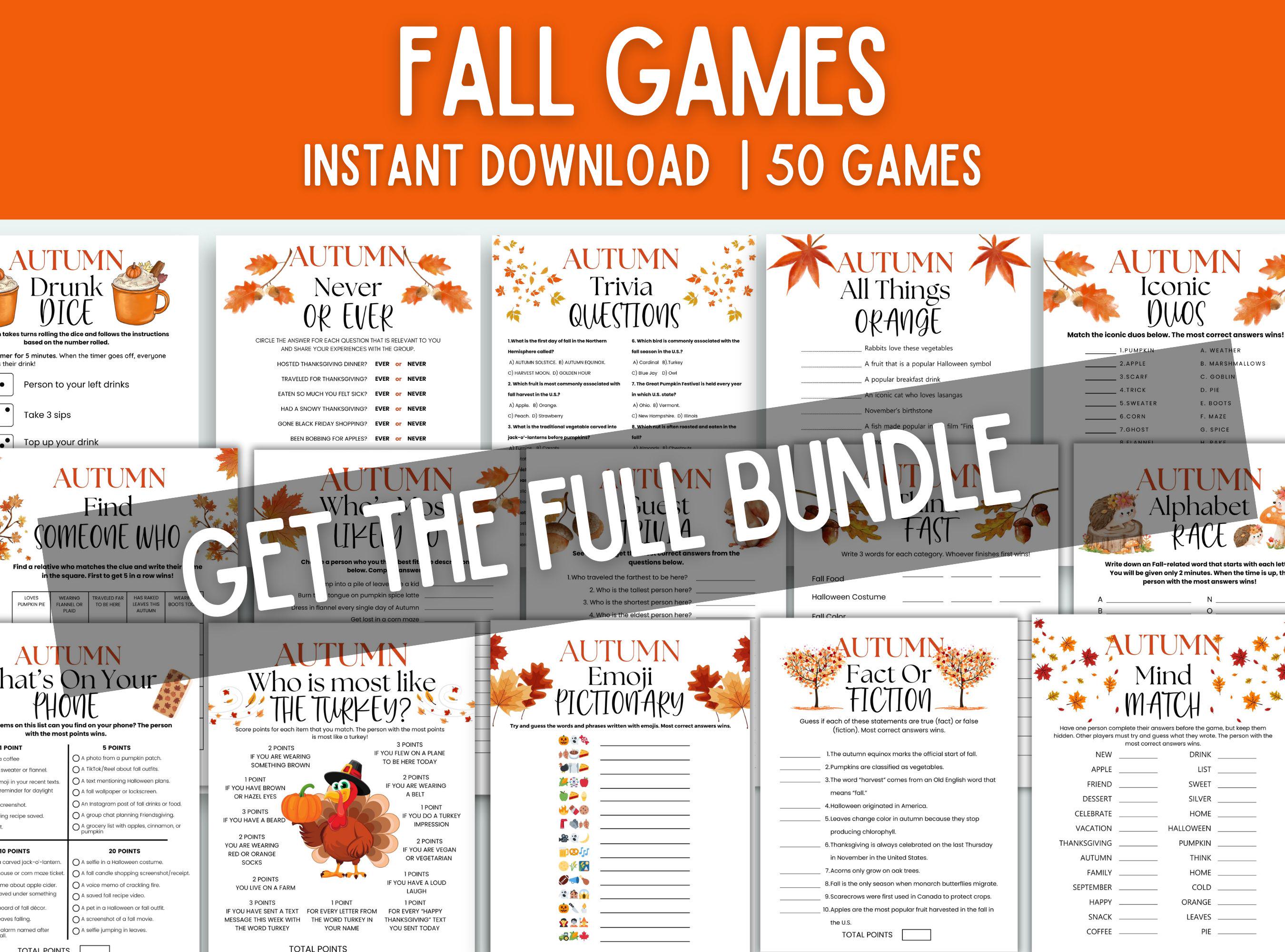 Fall Pass the Pumpkin Game Printable Thanksgiving Game Thanksgiving ...