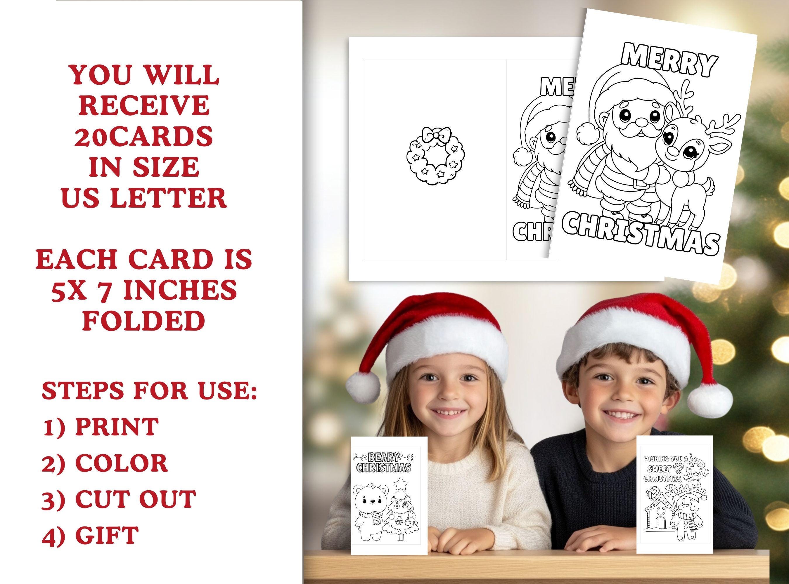 Christmas Coloring Cards for Kids Printable Christmas Cards Christmas ...