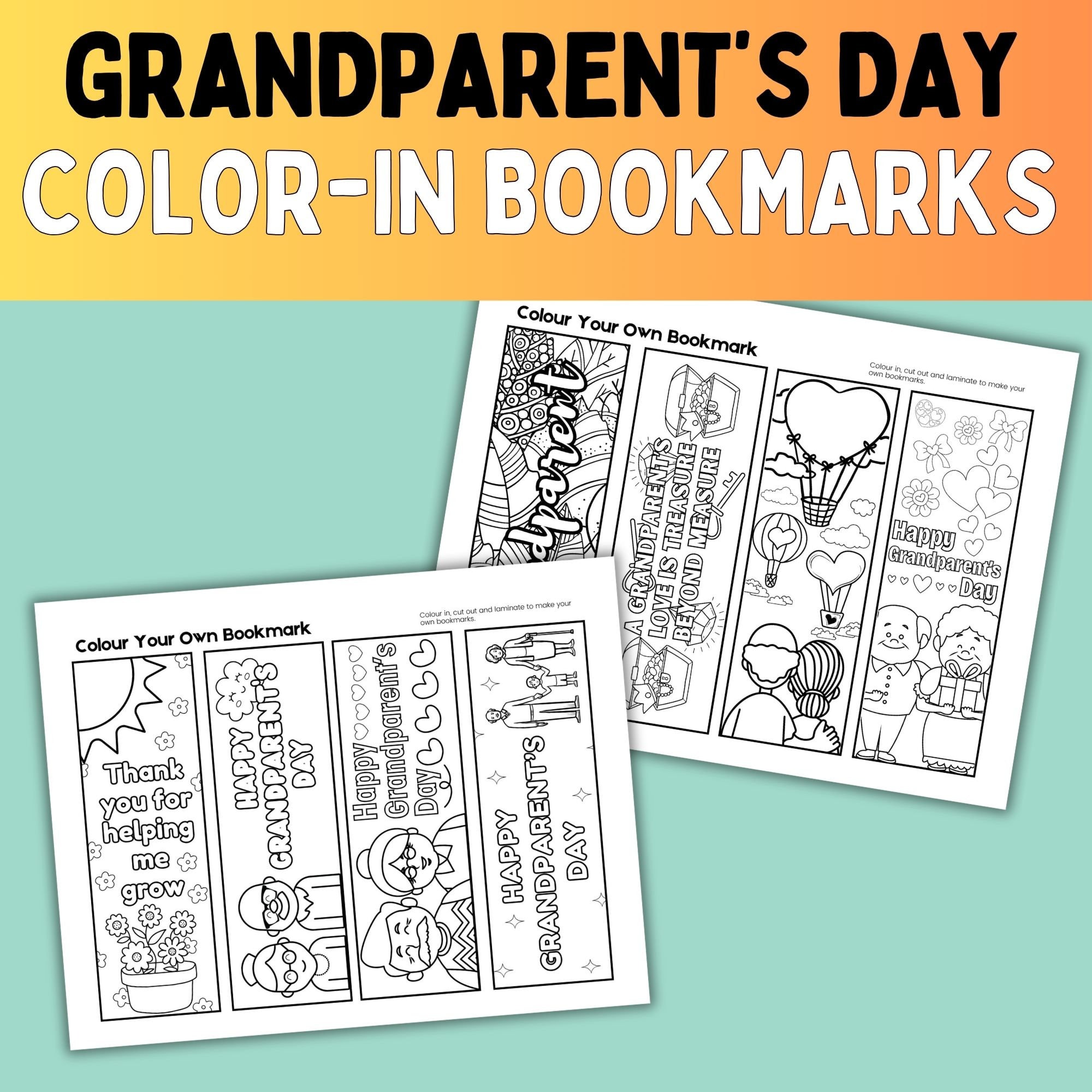 Grandparents Day Bookmarks Printable Grandparent's Day Activity Grandpa ...