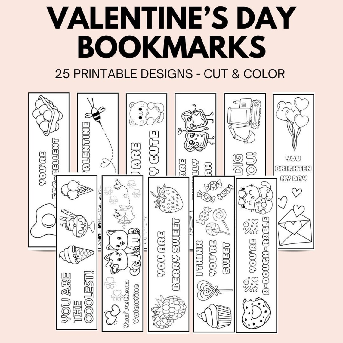 Valentine's Day Bookmarks Printable Valentine's Day Activities for Kids ...