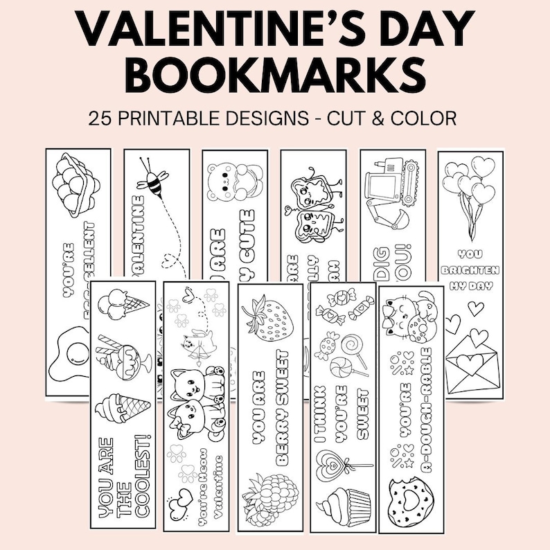 Valentine's Day Bookmarks Printable Valentine's Day Activities for Kids ...