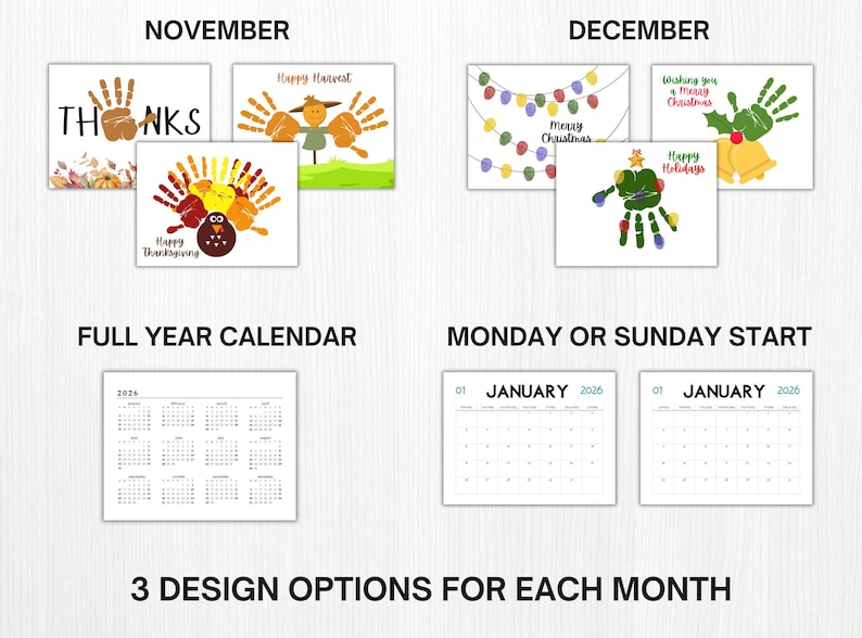 2026 Handprint Calendar Craft Calendar Keepsake Gift From Kids Toddler ...