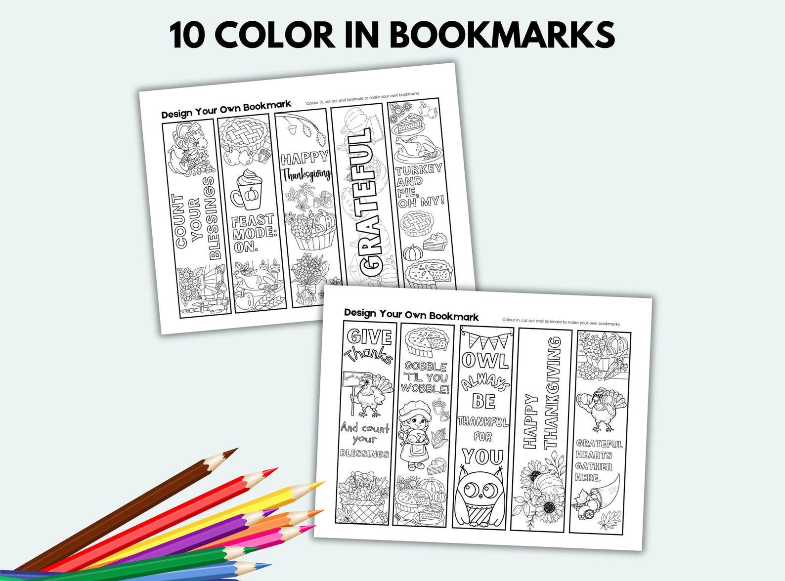 Thanksgiving Bookmarks Printable Coloring Bookmarks for Kids Printable ...