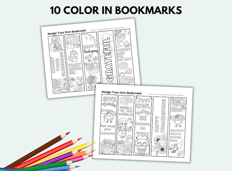 Thanksgiving Bookmarks Printable Coloring Bookmarks for Kids Printable ...