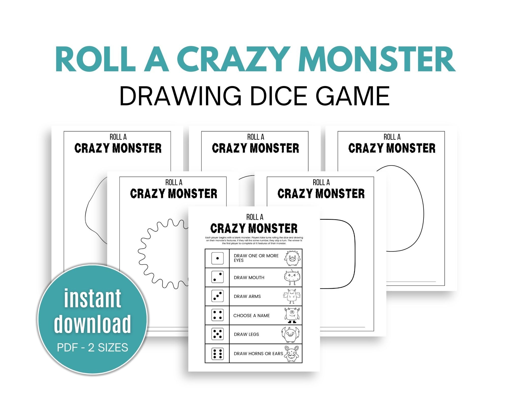 Halloween Draw A Monster Game, Printable Halloween Game for Kids ...