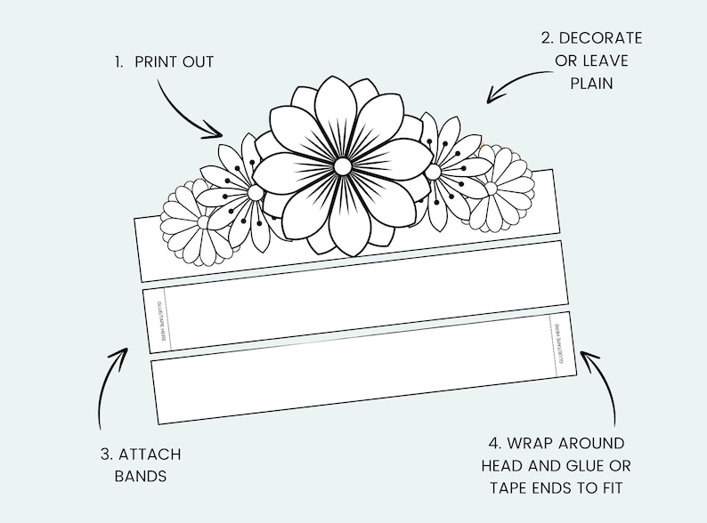 Flower Paper Crown Printable Flower Crown Floral Crown Coloring ...