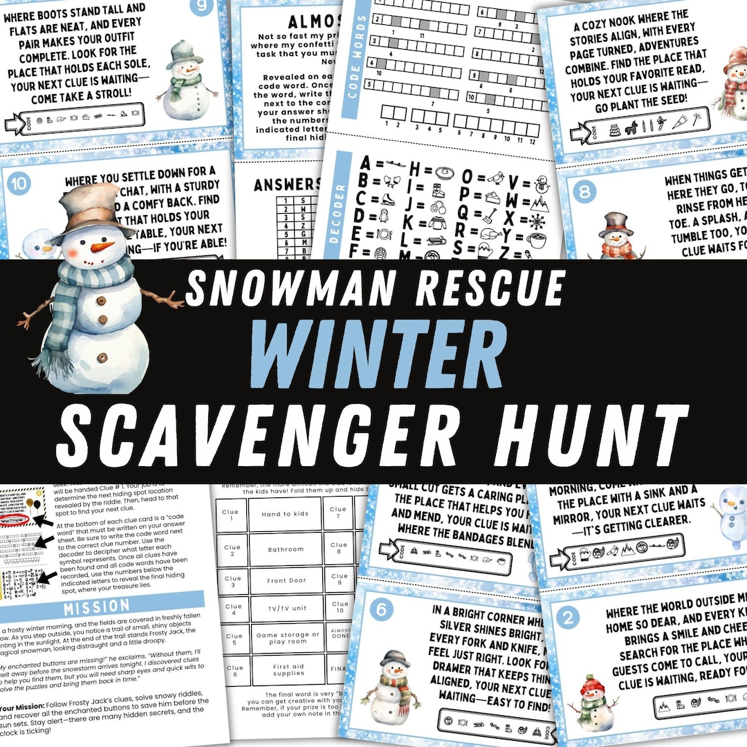 Winter Scavenger Hunt Printable Snowman Scavenger Hunt for Kids Winter ...