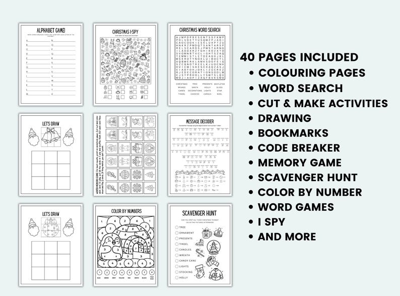 Christmas Activity Bundle Printable Christmas Activity Sheet Christmas ...