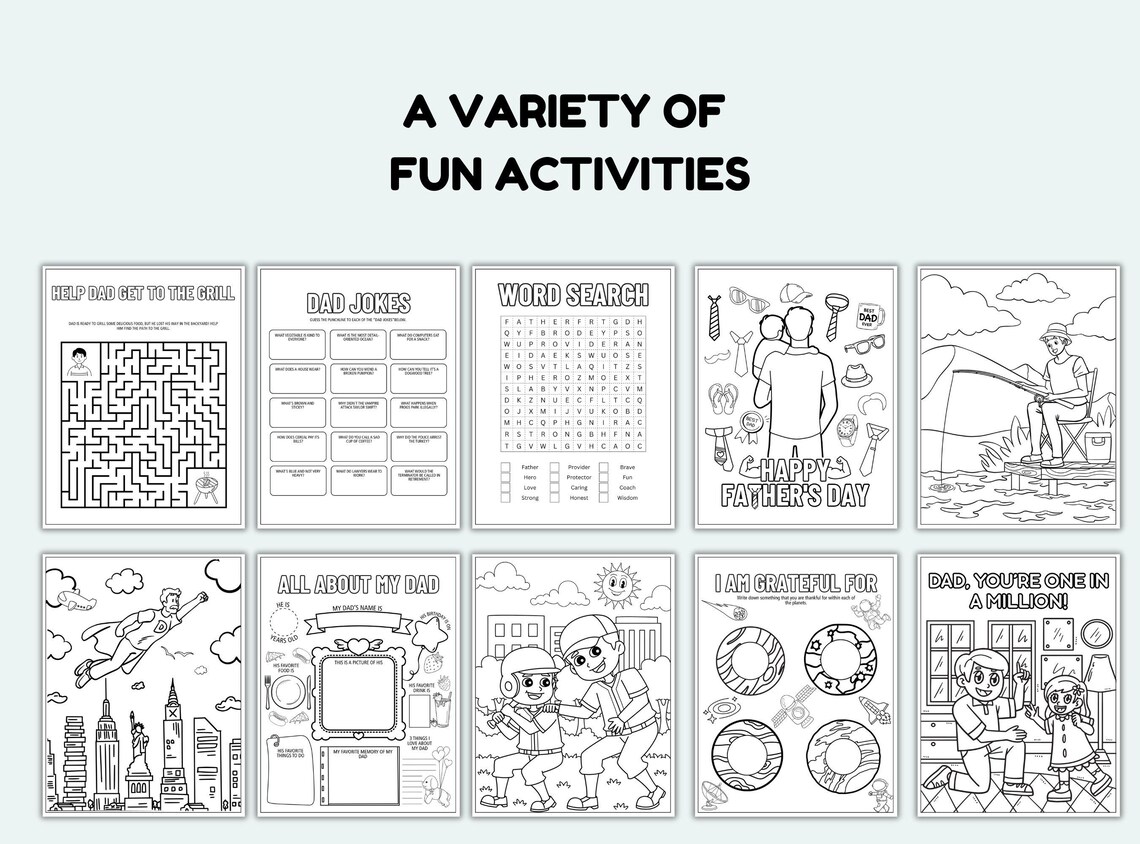 Fathers Day Activity Bundle Printable Fathers Day Activity Fathers Day ...