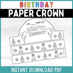 Birthday Paper Crown Printable Birthday Crowns Birthday Headband ...