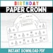 Birthday Paper Crown Printable Birthday Crowns Birthday Headband ...