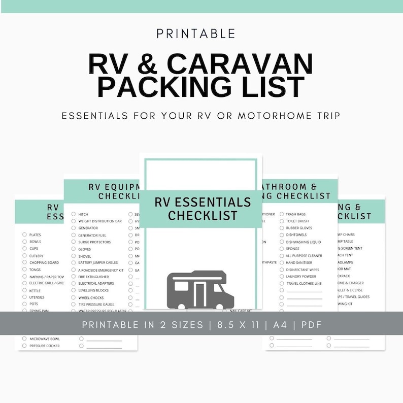 Printable RV Packing List RV Checklist Campervan Packing List Printable ...