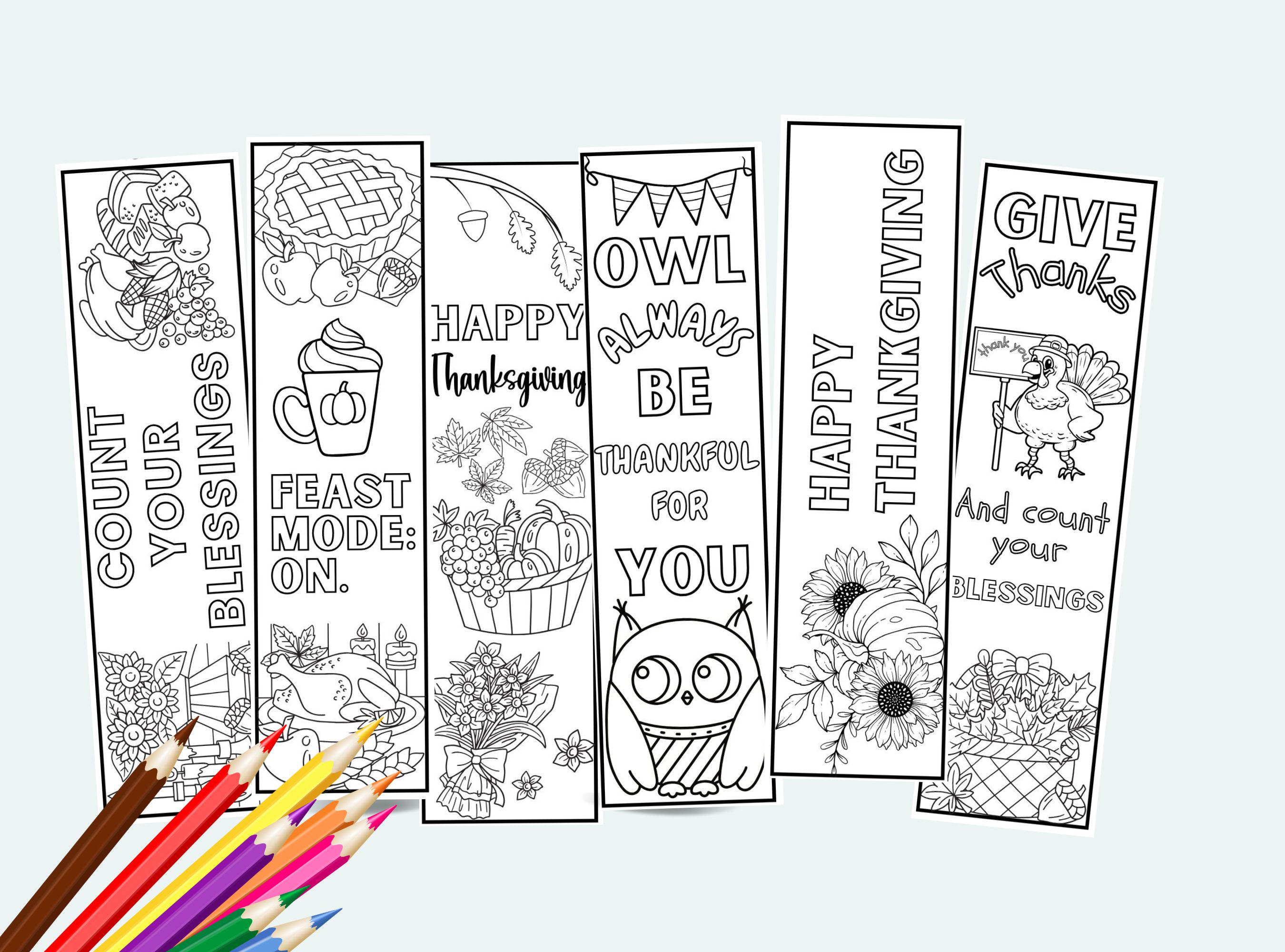 Thanksgiving Bookmarks Printable Coloring Bookmarks for Kids Printable ...