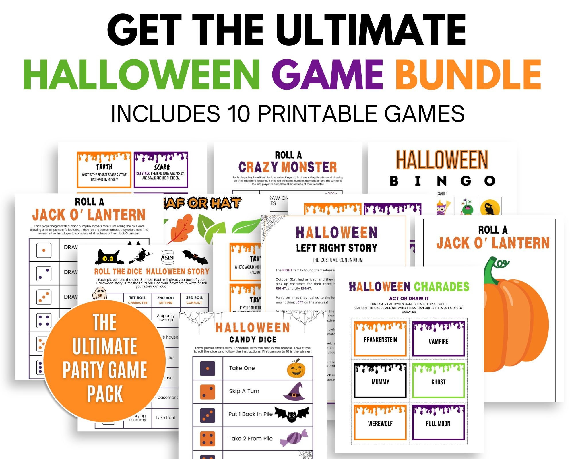 Halloween Left Right Game for Kids, Printable Halloween Game for Kids ...