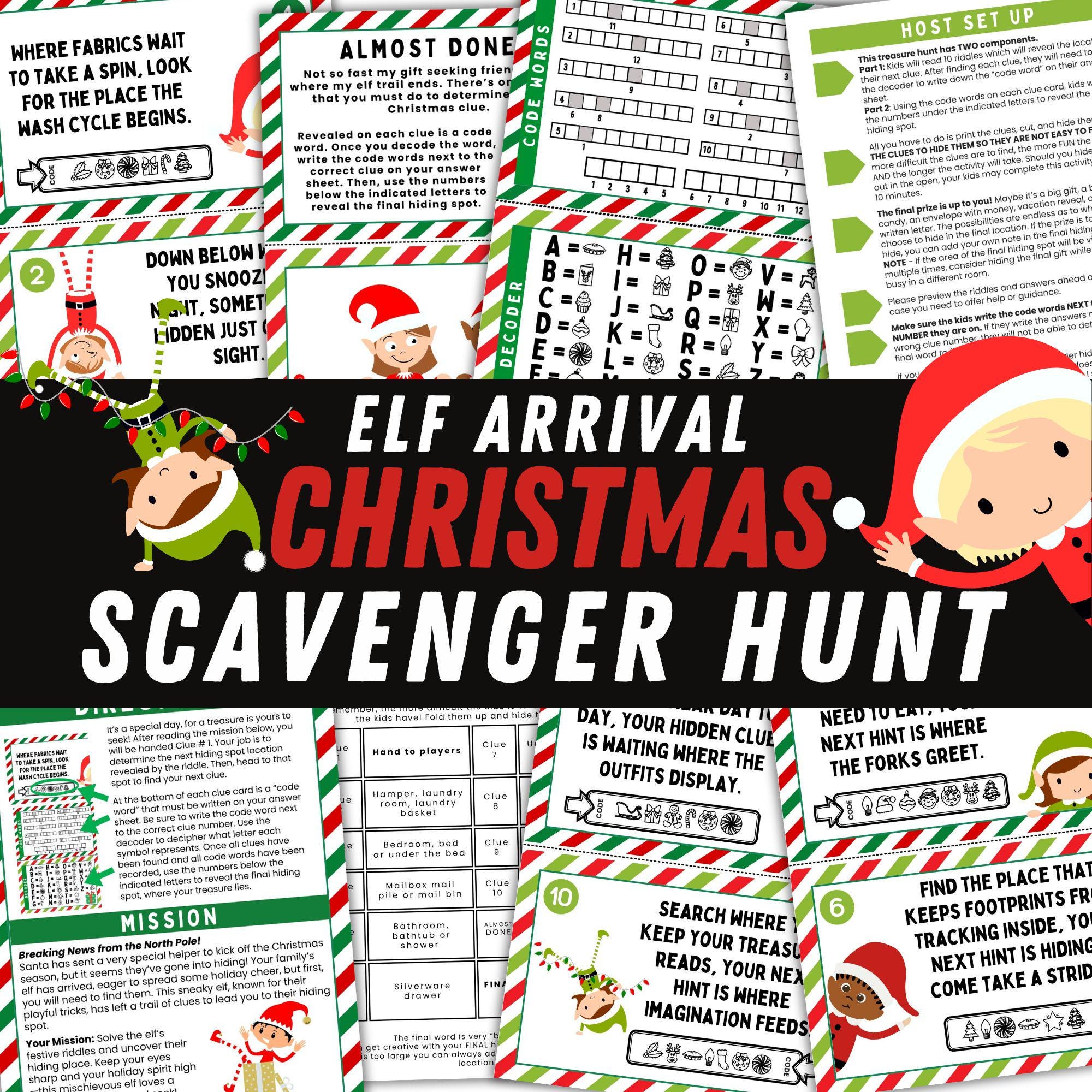 Elf Arrival Scavenger Hunt Printable Christmas Elf Scavenger Hunt for ...