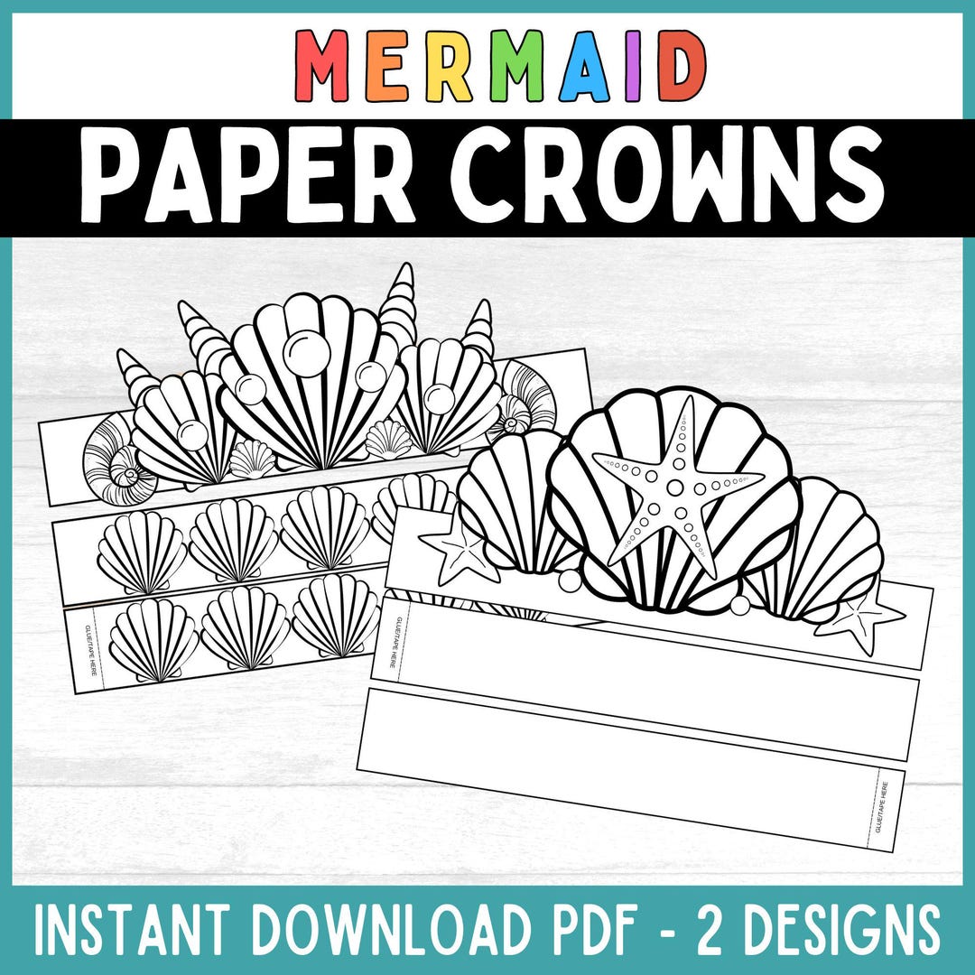 Mermaid Paper Crown Printable Mermaid Paper Crown Mermaid Coloring ...
