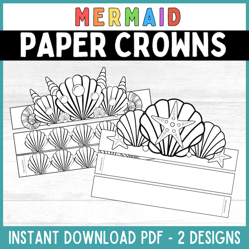 Mermaid Paper Crown Printable Mermaid Paper Crown Mermaid Coloring ...
