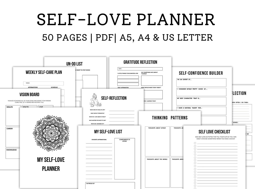 Self Love Journal Printable Self Love Planner Self Care Planner Self ...