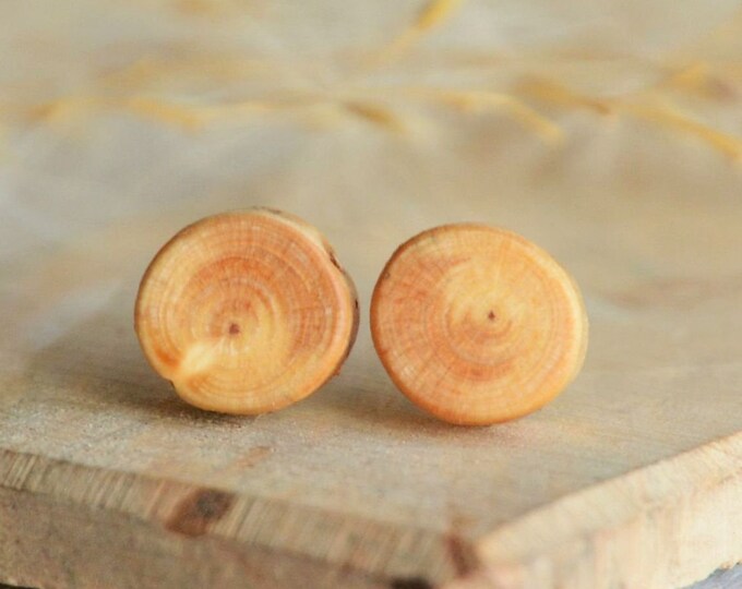 Raw Wood Ear Studs, Minimalist Wooden Earrings, 7 Mm Sterling Silver ...