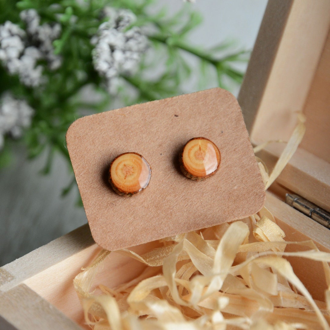 Natural Wooden Earrings Made From Reclaimed Pine Wood and Sterling ...