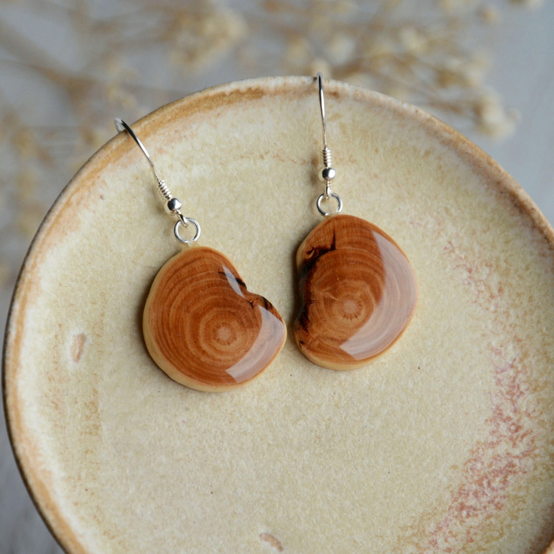 Irregular Organic Wood Earrings, Jewelry Made From Natural Timber and ...