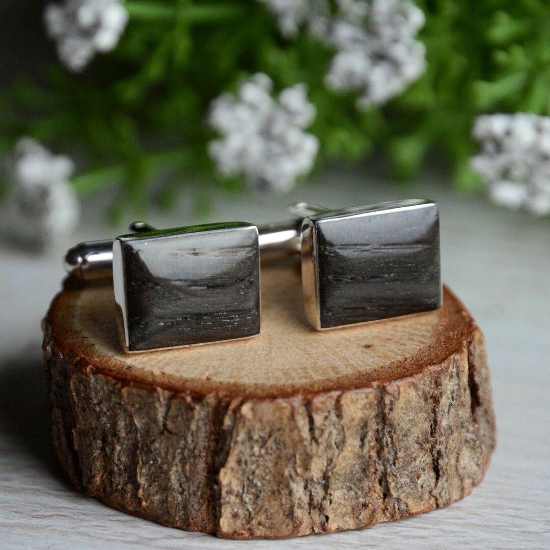 Black Rectangular Cuff Links Black Oak Cufflinks Wooden - Etsy