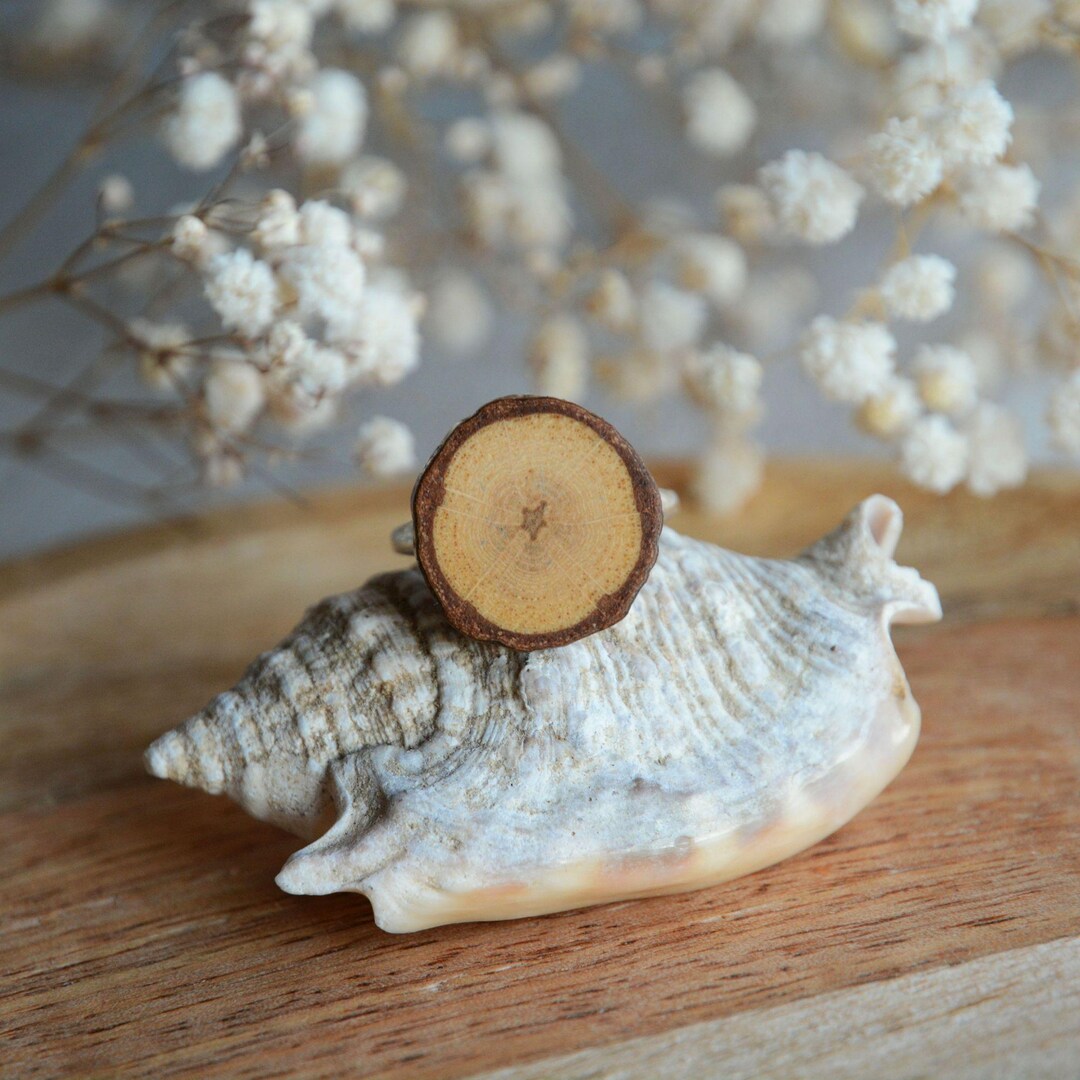 Oak Wood Ring Made From Sterling Silver and Natural Tree Branch Slices ...