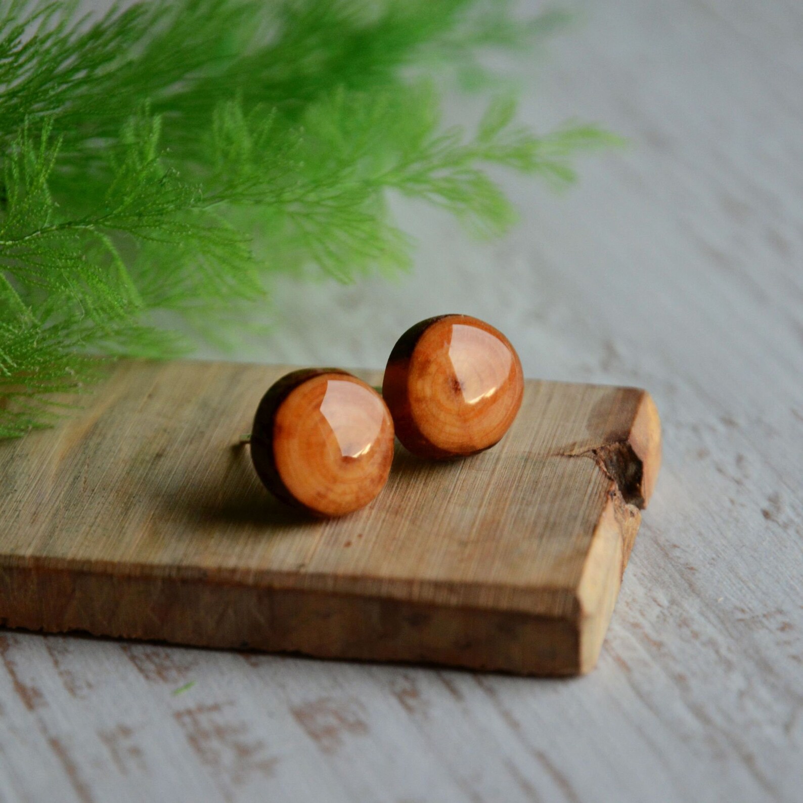 Earthy Wooden Ear Studs Natural Woodland Jewelry Made of | Etsy