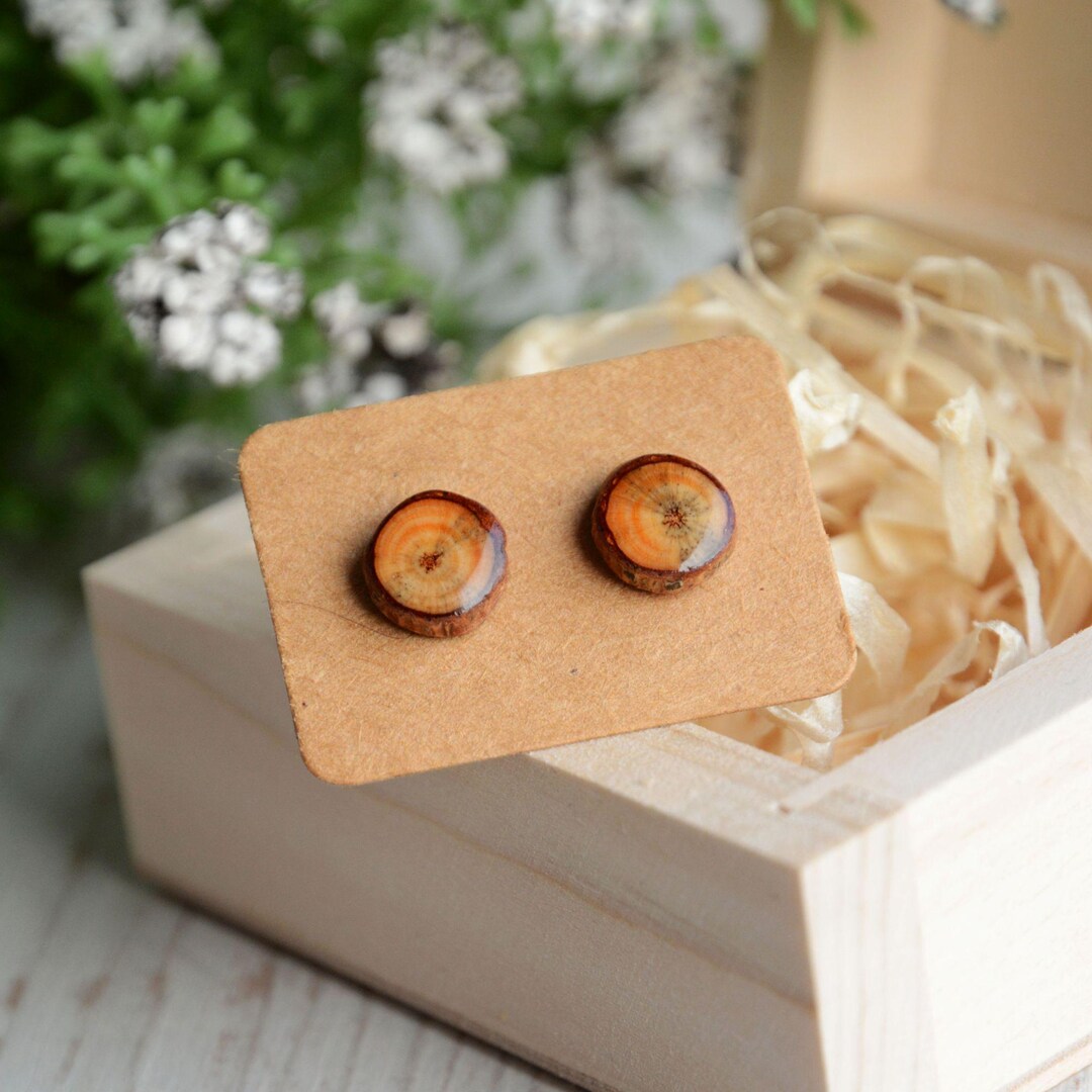 Earthy Wooden Earrings, Reclaimed Wood Stud Earrings, Natural Jewelry ...