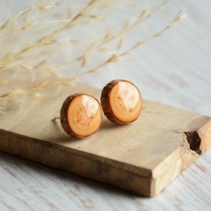 Wooden Ear Studs Made From Tree Branch and Silver, Natural Reclaimed ...