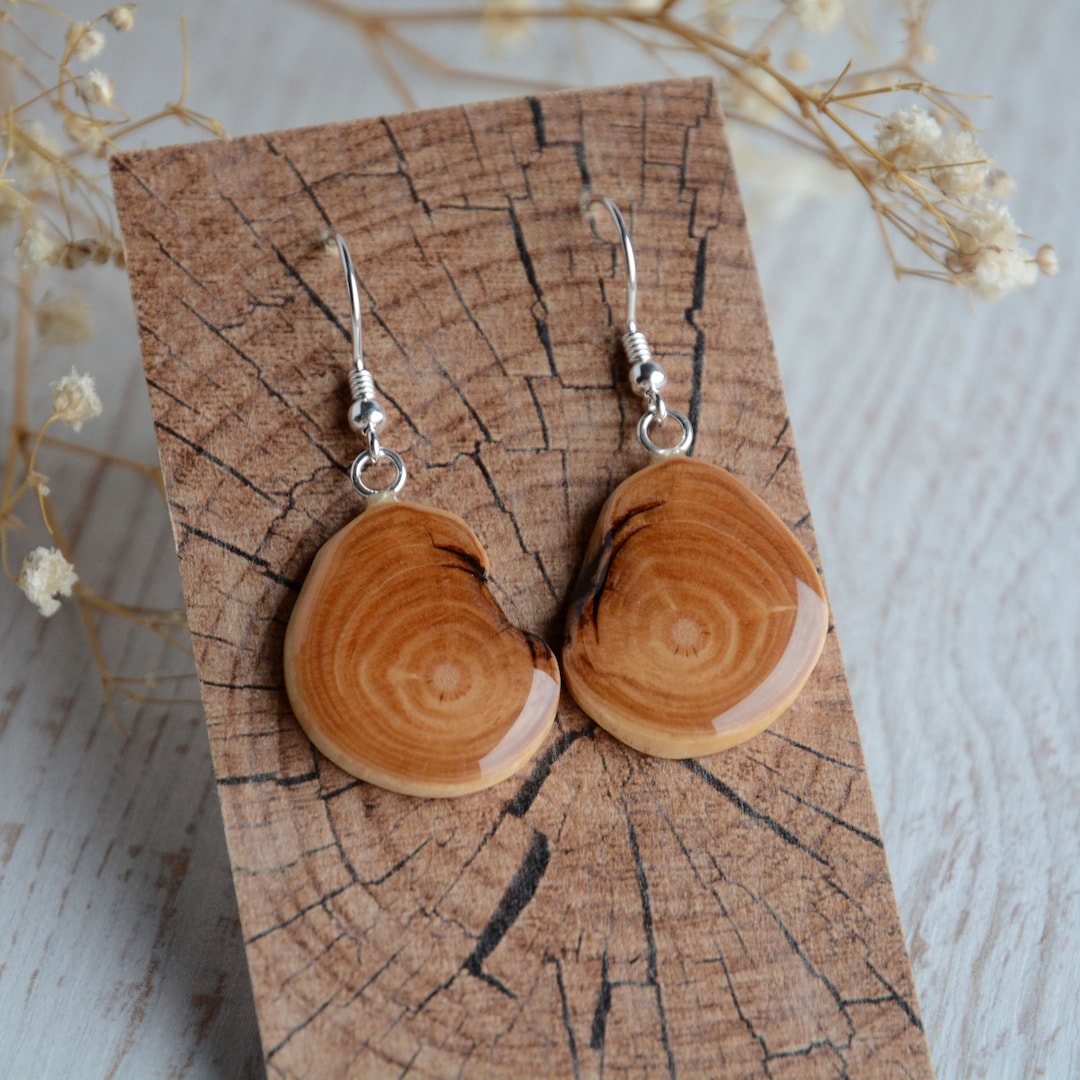 Irregular Organic Wood Earrings, Jewelry Made From Natural Timber and ...