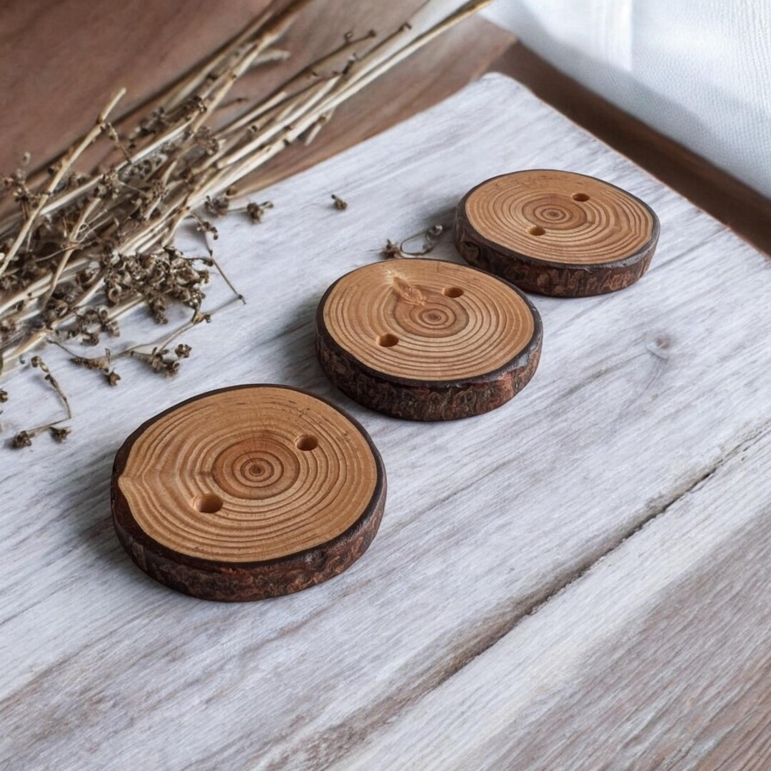 Larch Wood Tree Branch Buttons, Decorative Wooden Buttons, Tree Branch ...