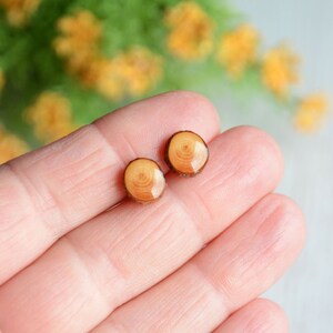 Wooden Earrings, Natural Wood Ear Studs, Reclaimed Timber Jewelry ...