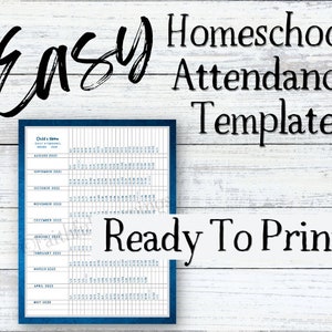 Homeschool Attendance Canva Template - Blue - Etsy
