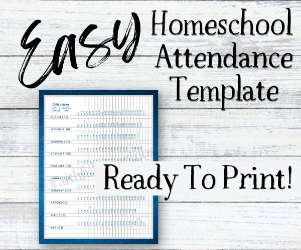 Homeschool Attendance Canva Template - Blue - Etsy