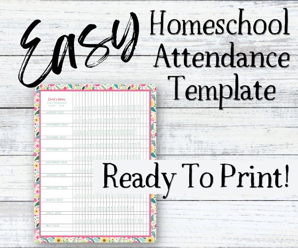 Homeschool Attendance Canva Template - Floral - Etsy