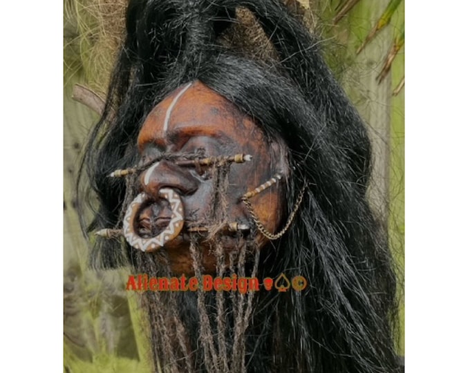 SHRUNKEN HEAD. Tsantsa. Skull. Jivaro. Headhunter. Trophy Skull ...