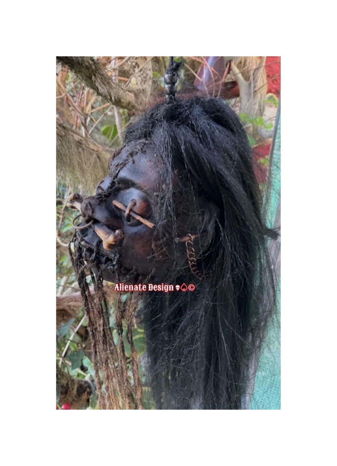 STITCHED Spiked SHRUNKEN HEAD. Tsantsa. Skull. Jivaro. Headhunter. Trophy Skull. Replica. Prop ...